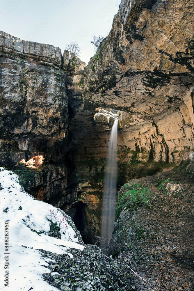 Baatara gorge waterfall and the natural bridges, Tannourine, Lebanon ...