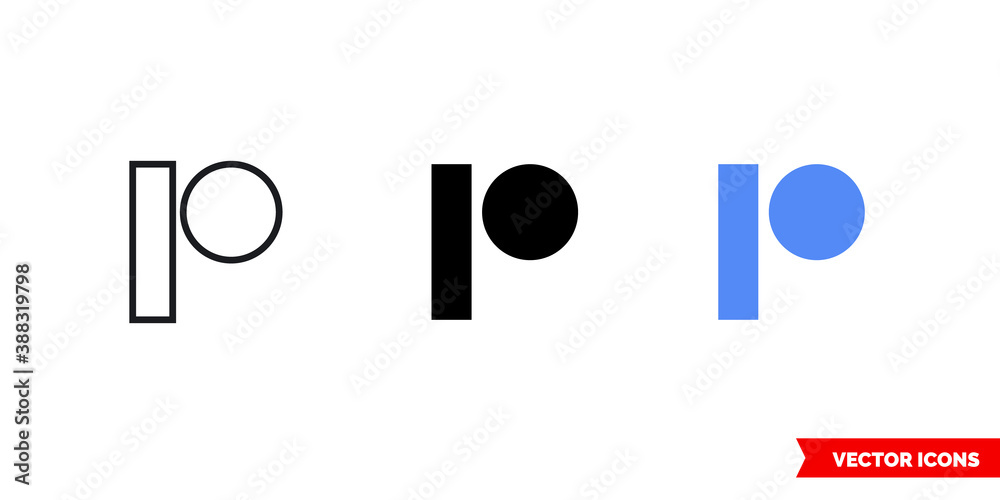 Patreon icon of 3 types color, black and white, outline. Isolated ...