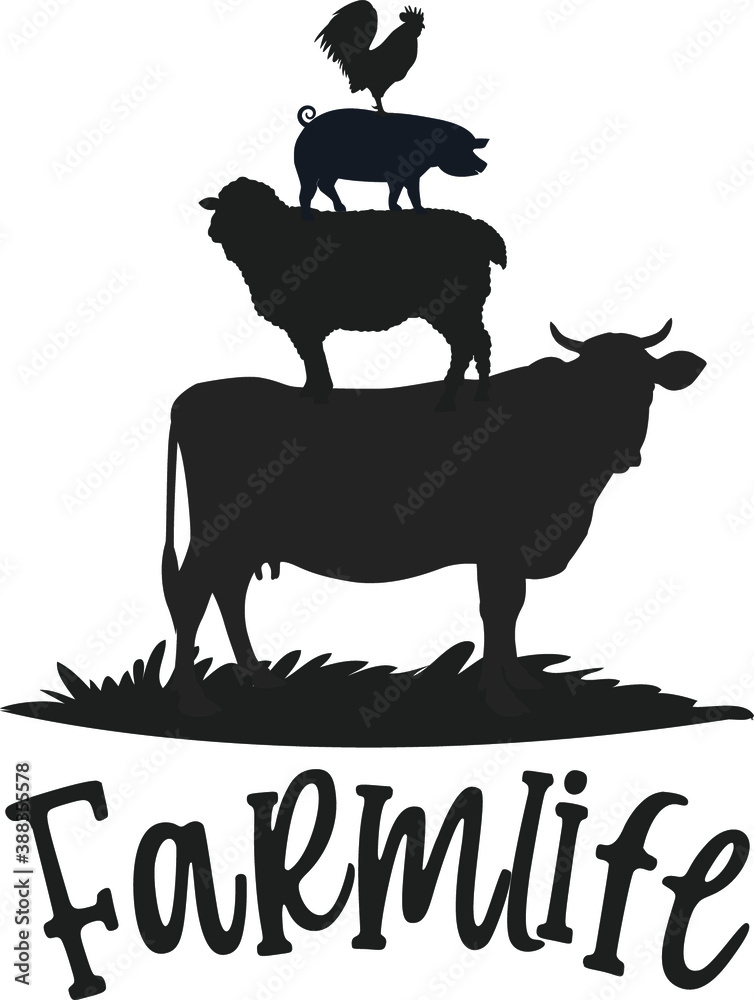 Farm animals clipart, svg files for cricut, Pig Sheep Donkey Chicken ...