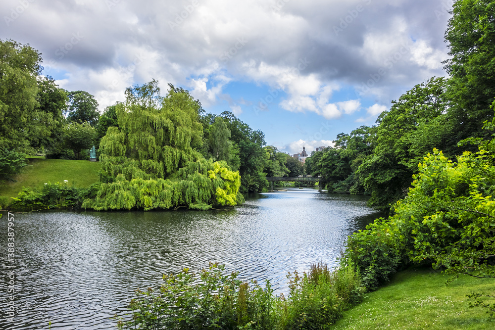 View of Orsted park (Orstedsparken, 1879) - a public park in central ...