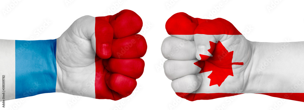 Two hands are clenched into fists and are located opposite each other ...