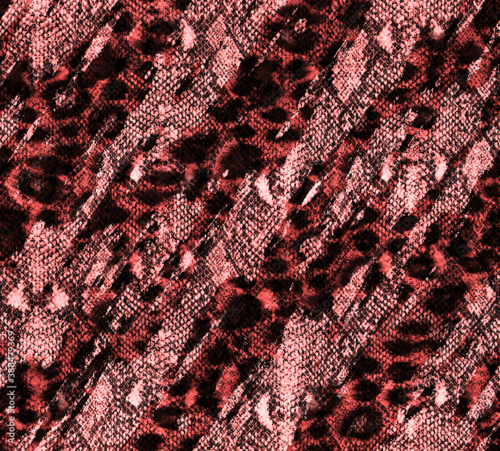 Brush Realistic Snake Leopard Animal Skin Mix Texture Seamless Pattern ...