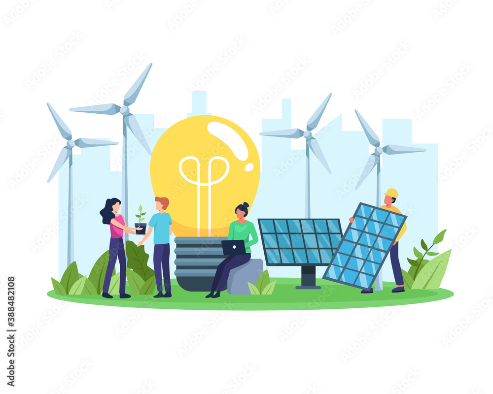 Vector illustration Clean energy concept. Renewable energy for better ...
