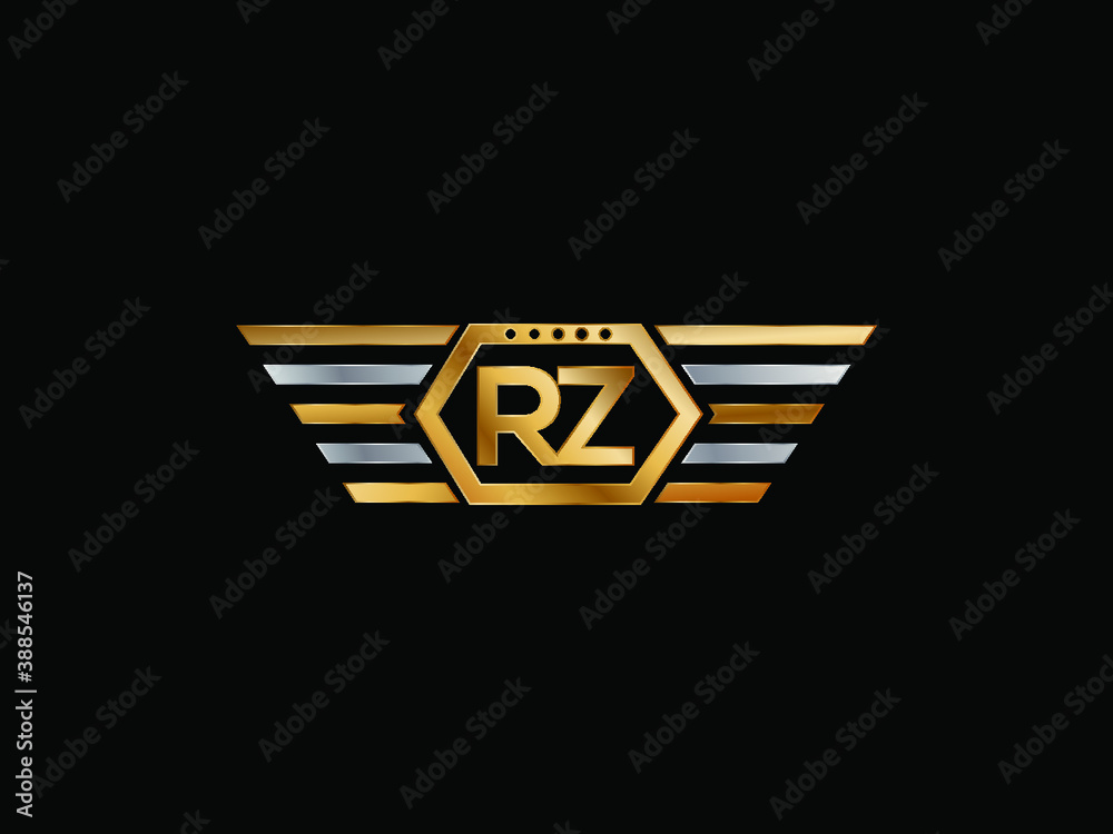 RZ Letter Initial with Royal Template. elegant with wing logo vector ...