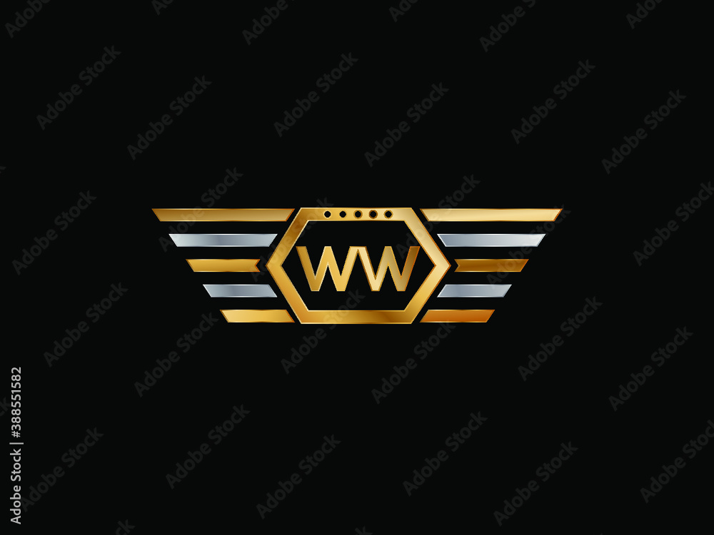 WW Letter Initial with Royal Template. elegant with wing logo vector ...