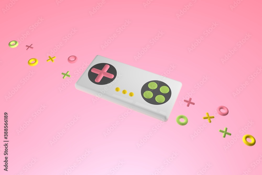 Gamepad controller from the console on a bright pink background ...