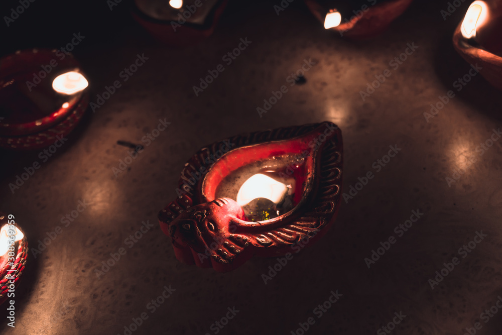 Foto de Stock Diwali Diya(oil lamp) also known as diva. Diwali is ...