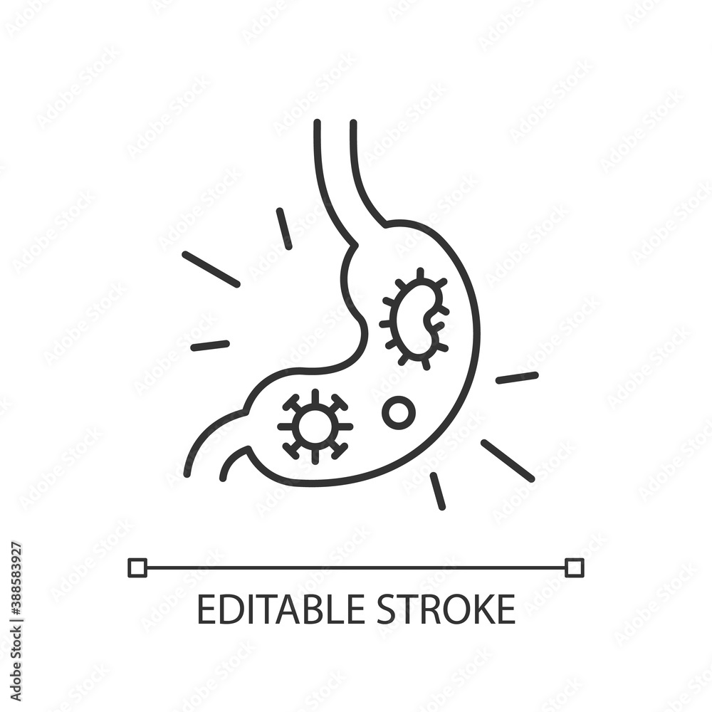 Стоковое векторное изображение «Stomach virus linear icon. Viral ...