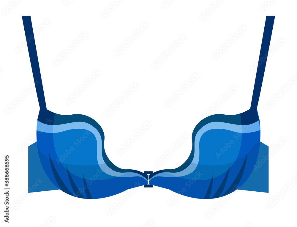 Plunge bra. Woman wonderbra vector illustration. Blue plunge bra buckle ...