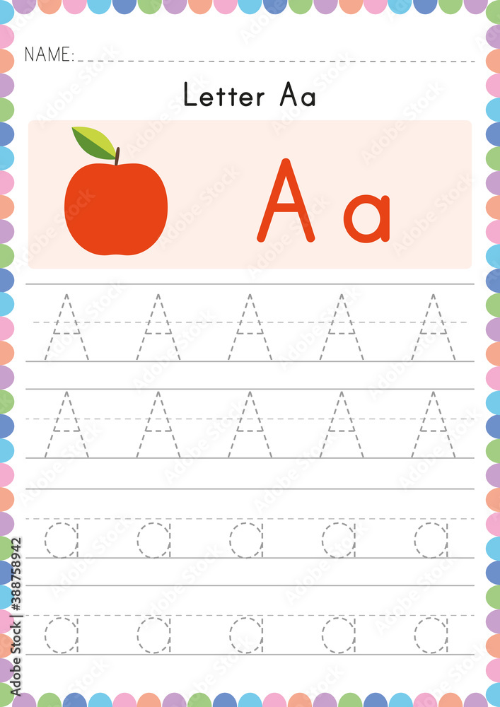 Vector de Stock Alphabet Tracing Worksheet. Alphabet activity for pre ...
