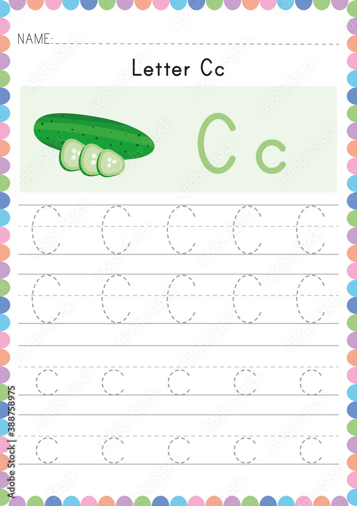 Vector de Stock Alphabet Tracing Worksheet. Alphabet activity for pre ...