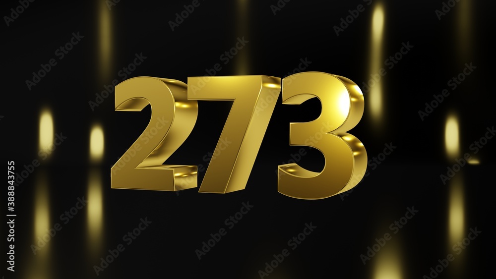 Number 273 in gold on black and gold background, isolated number 3d ...