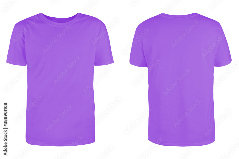 Photo Stock Men's violet blank T-shirt template,from two sides, natural ...
