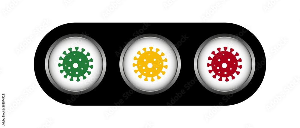 Corona Covid19. virus scale alert levels traffic light colors green ...