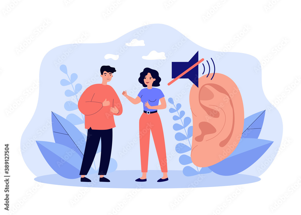 Vector de Stock Deaf people talking with gestures flat vector ...