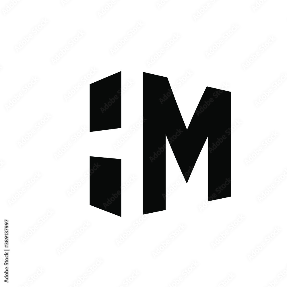 simple initial letter luxury hm monogram logo design isolated with ...
