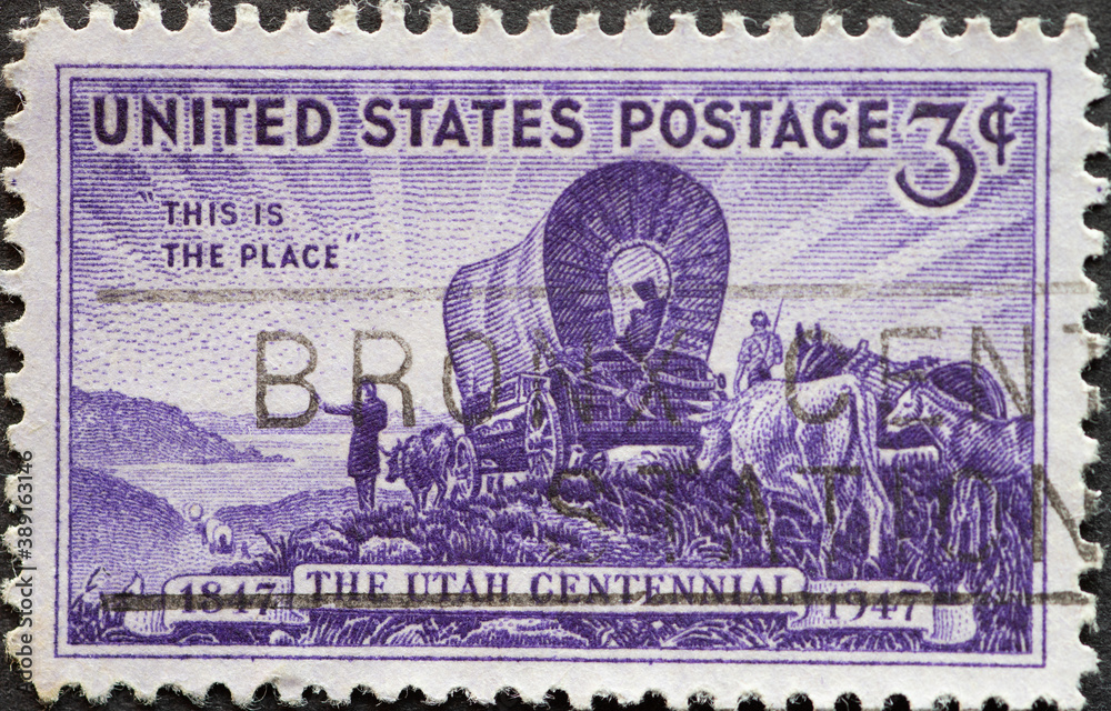 USA - Circa 1947: a postage stamp printed in the US showing the first ...