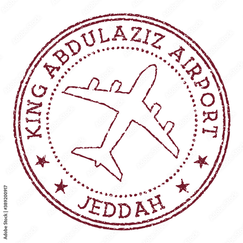 Vector de Stock King Abdulaziz Airport Jeddah stamp. Airport of Jeddah ...