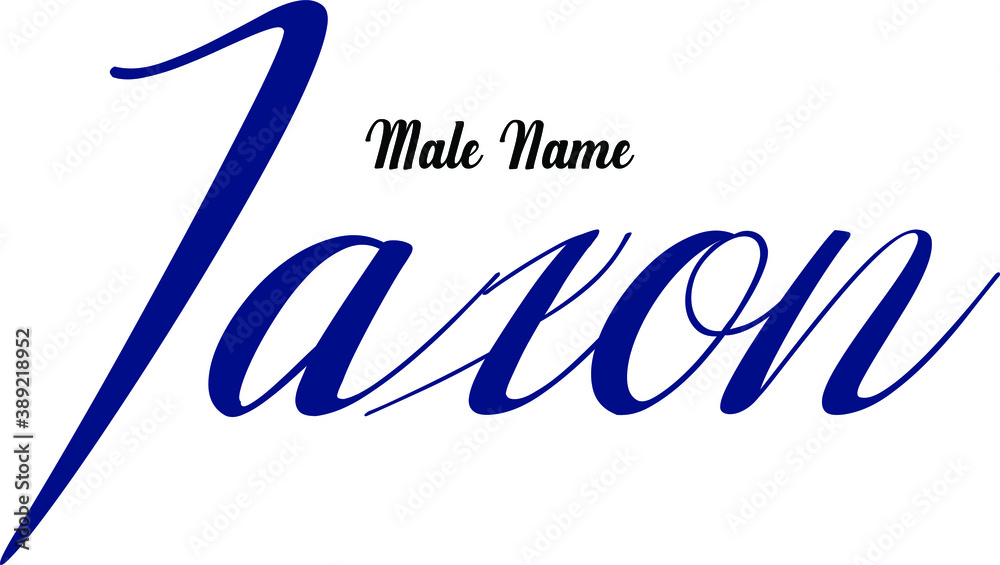 Jaxon-Male Name Cursive Calligraphy Blue Color Text on Light Grey ...
