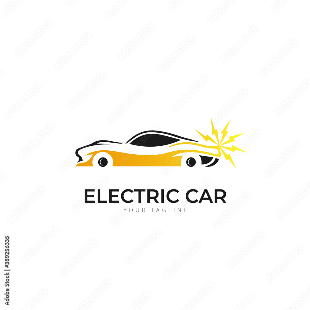 Electric Car Logo Design Symbol Template Flat Style Vector Illustration ...