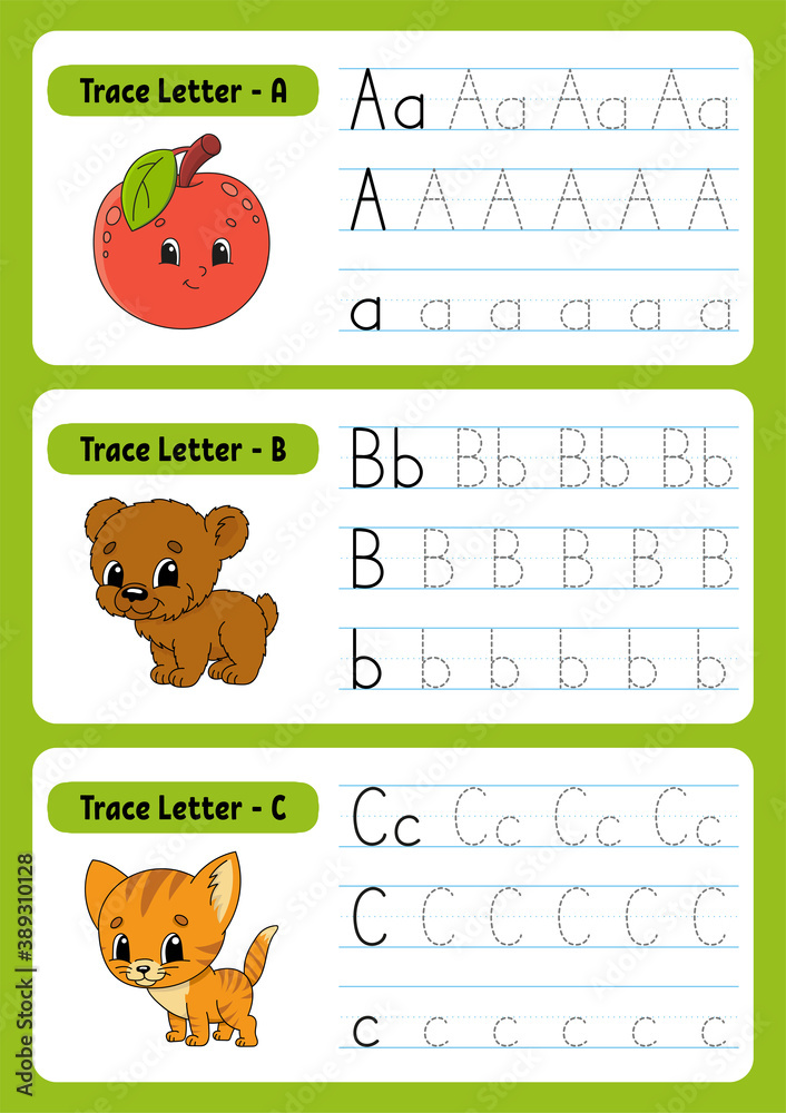 Writing letters. Tracing page. Practice sheet. Worksheet for kids ...