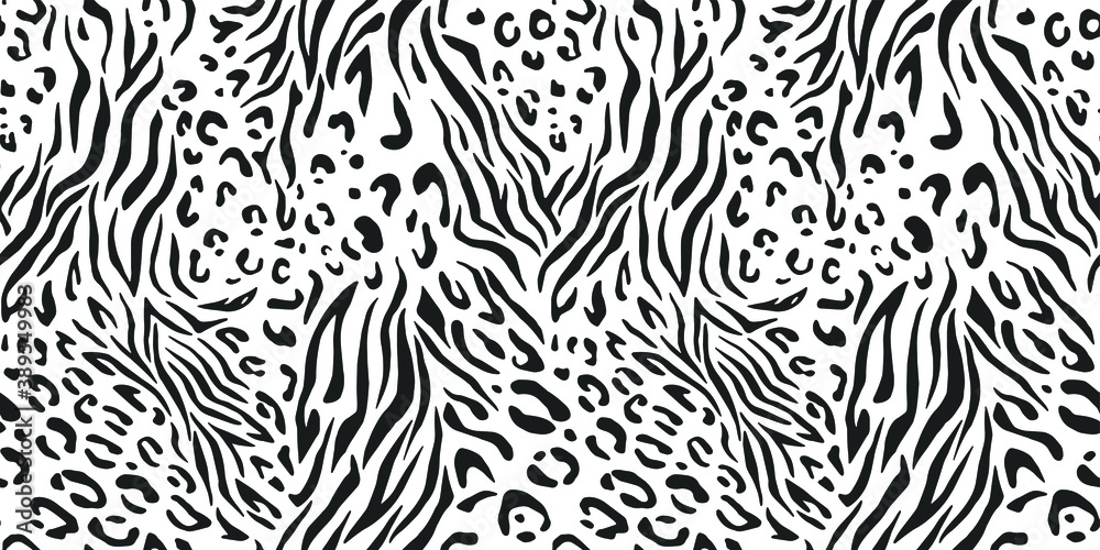Seamless vector zebra leopard pattern. Trendy stylish wild stripes ...