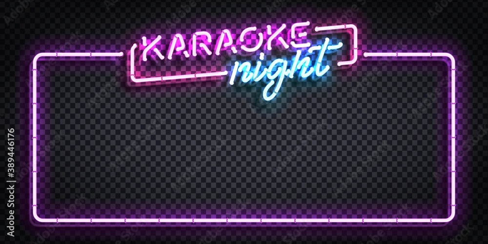 Vector realistic isolated neon sign of Karaoke Night frame for template ...
