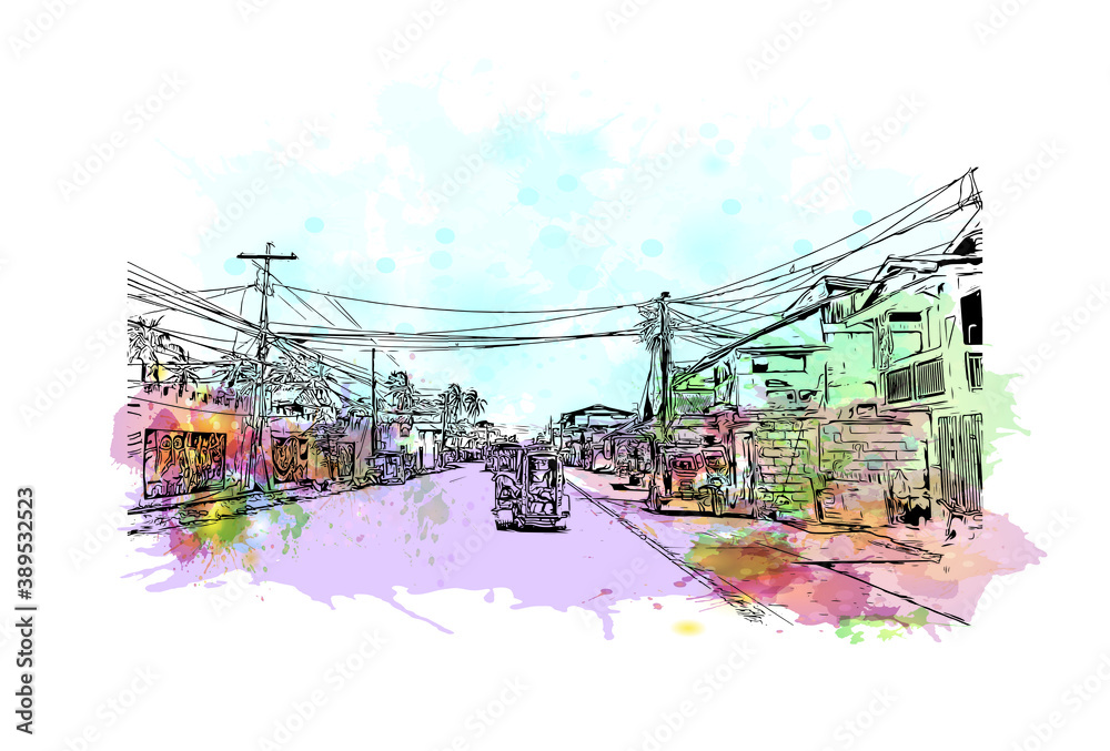 Vektor Building view with landmark of Catbalogan is the capital of the ...