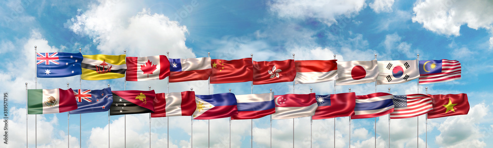 Stock-Illustration „3D Illustration with national flags of the 21 ...