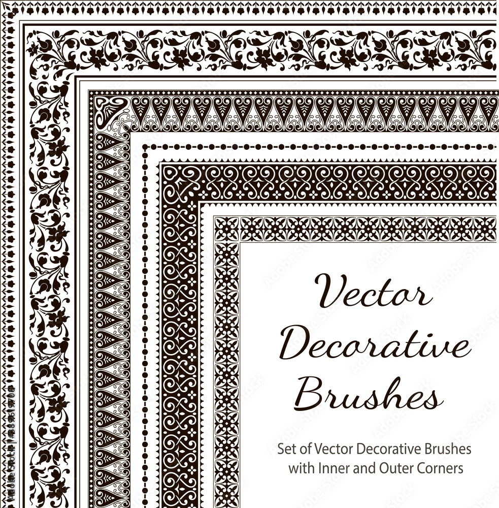 Decorative vector brushes with inner and outer corner. Stock Vector ...