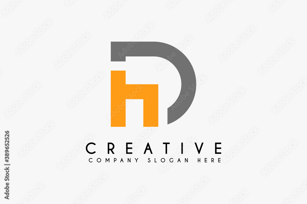 Initial Letter DH logo design template element. letter DH icon ...