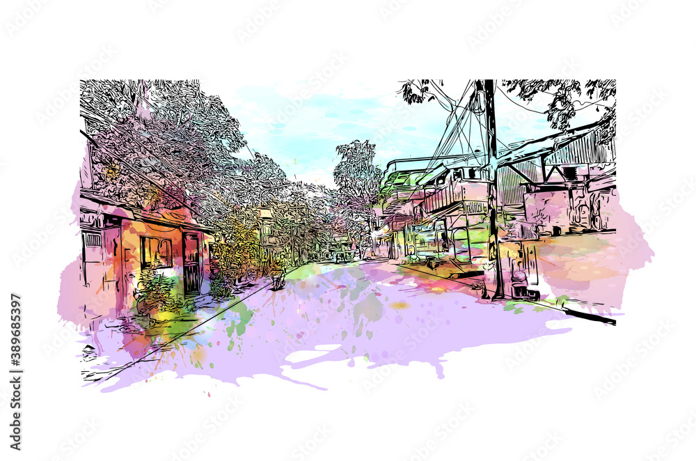 Vektor Building view with landmark of Catbalogan is the capital of the ...