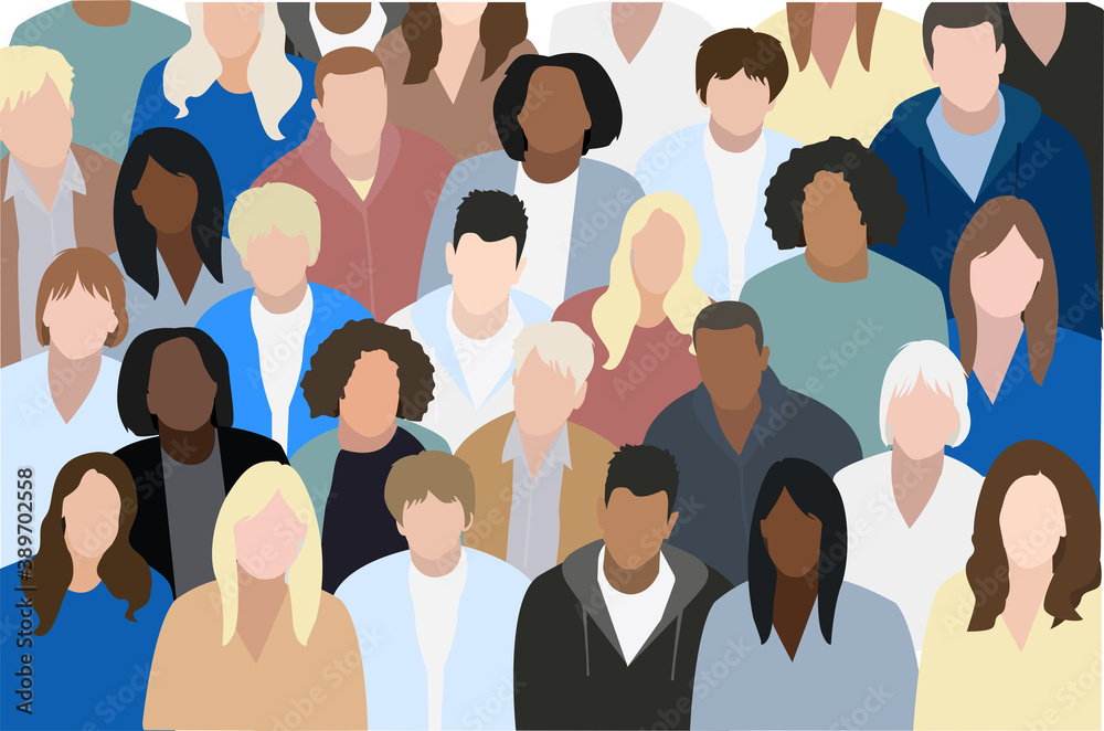 Multicultural team flat vector illustration. Unity in diversity. People ...