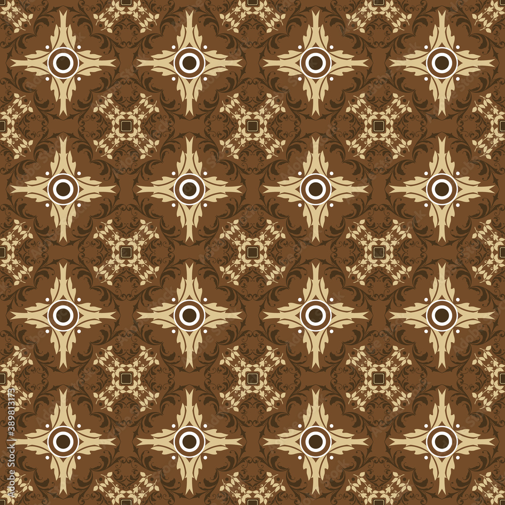 Cute flower motifs on Parang batik with blend yellow and brown color ...