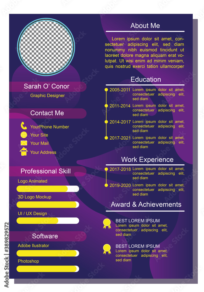 Curriculum vitae Editable Templates Stock Vector | Adobe Stock