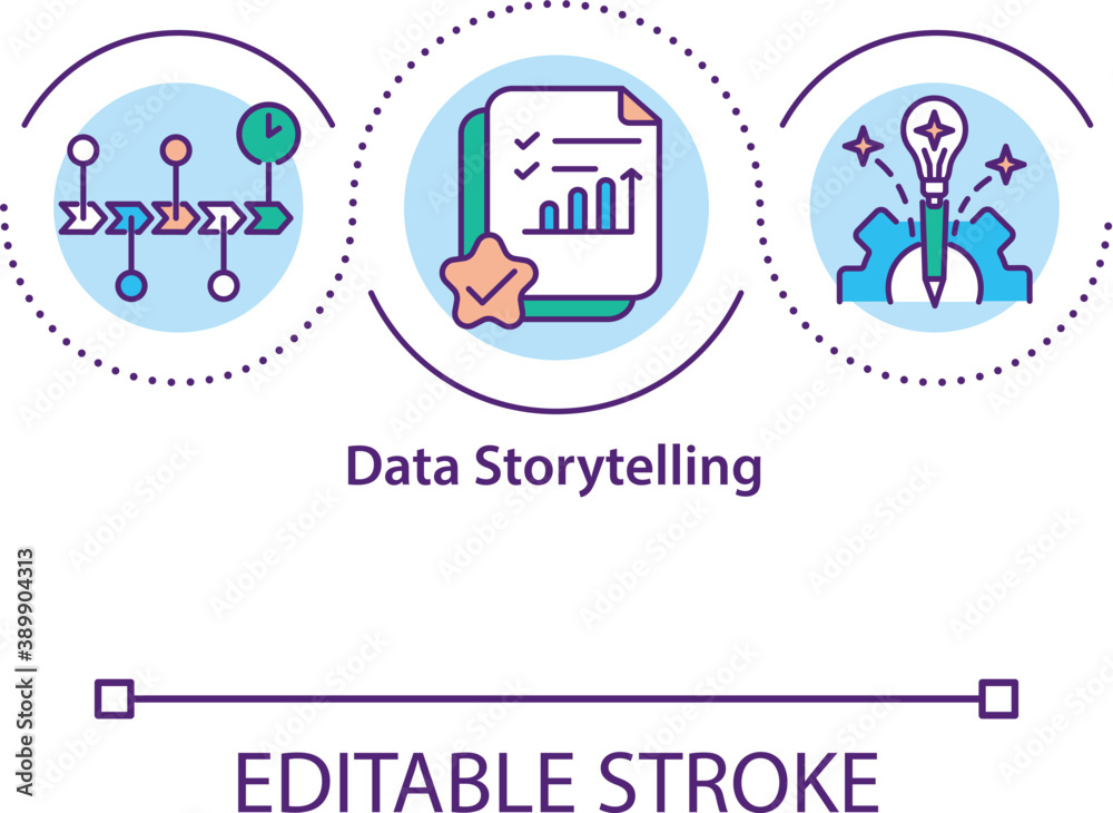 Data storytelling concept icon. Compelling narrative. Analysis. Digital ...