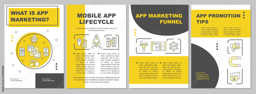 Mobile app lifecycle brochure template. App marketing funnel. Flyer ...