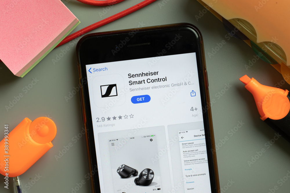 New York, USA - 29 September 2020: Sennheiser Smart Control mobile app ...