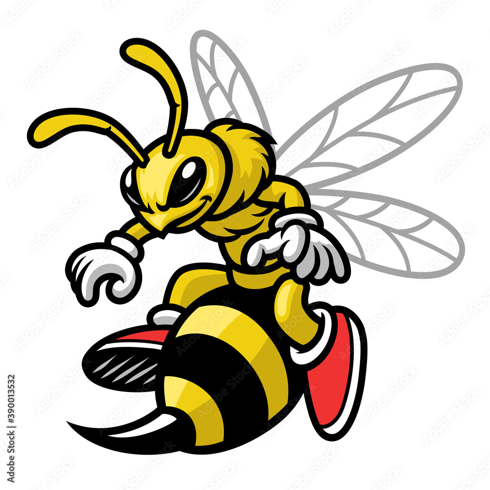 mascot bee cartoon style Stock Vector | Adobe Stock