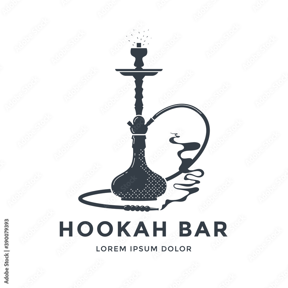 Hookah logo or emblem design. Shisha lounge bar Stock Vector | Adobe Stock