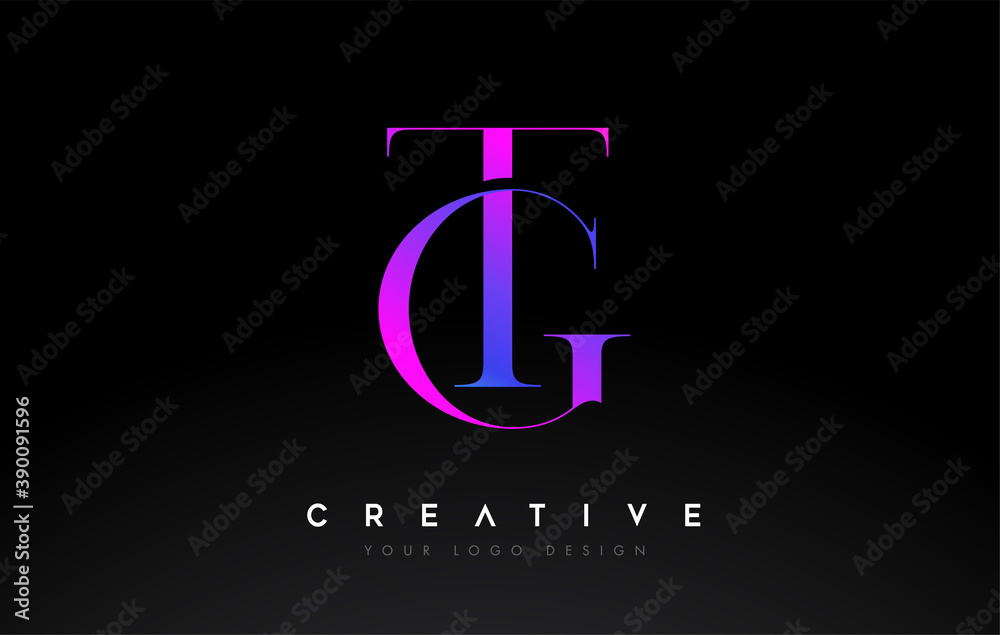 TG GT letter design logo logotype icon concept with serif font and ...