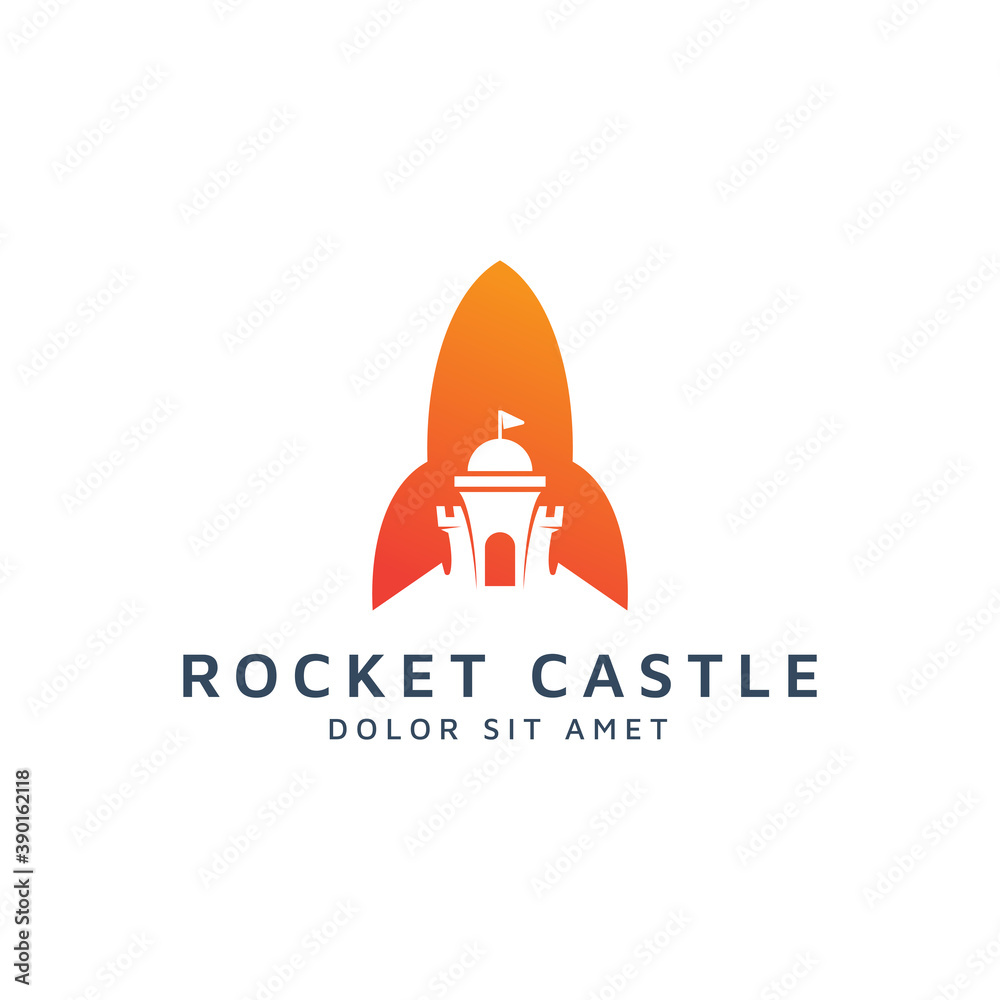 rocket and castle negative space logo design Stock Vector | Adobe Stock