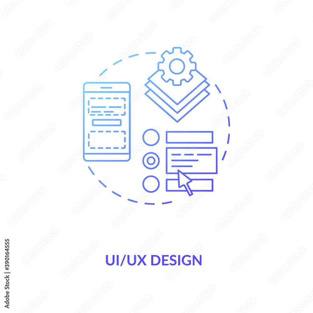 UI and UX design concept icon. Mobile app development process. User emotions and feelings after ...