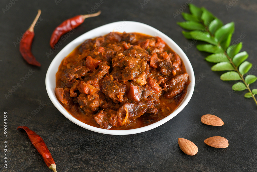 Spicy beef curry. Goan style beef vindaloo. Traditional Indian Lamb or ...