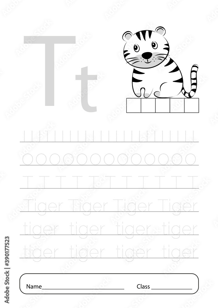 Writing practice letter T printable worksheet for preschool.Exercises ...