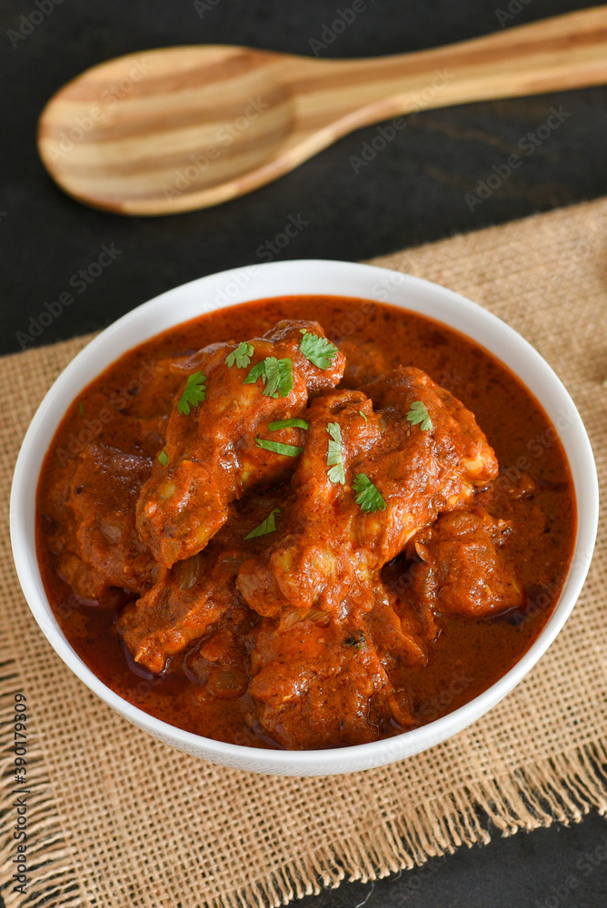 Spicy red chicken curry. Goan style chicken vindaloo. Butter chicken ...