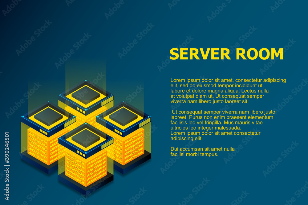 Server Room Isometric Data Center Cloud Storage Data Big Data Processing And Computing