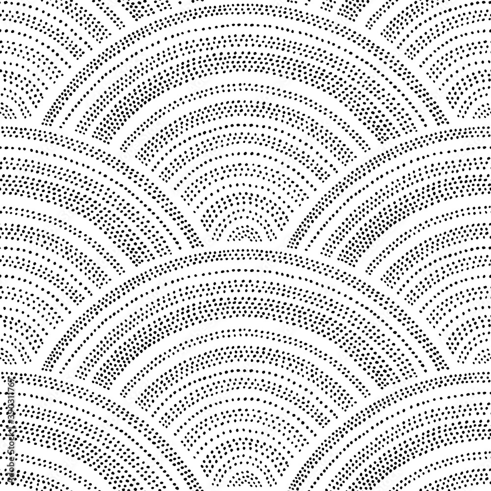 Wavy seamless black and white pattern. Seigaiha ornament in Japanese ...