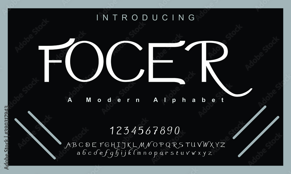 Vektor Focer font. Elegant alphabet letters font and number. Classic ...