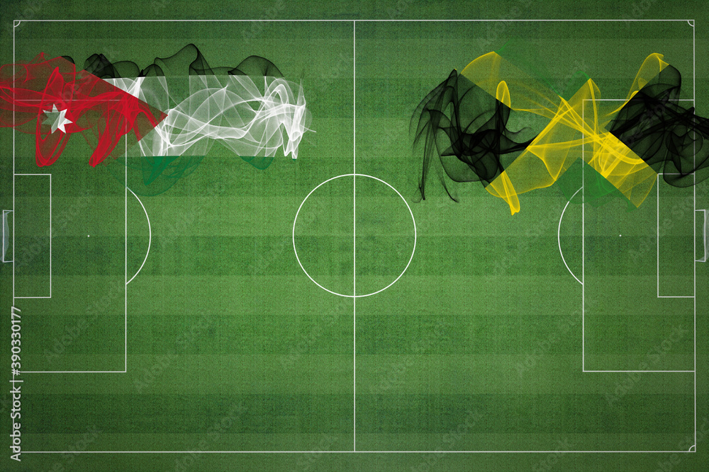 Jordan vs Jamaica Soccer Match, national colors, national flags, soccer ...
